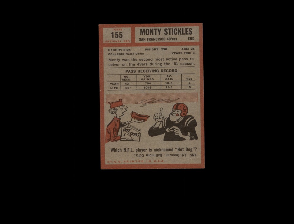1962 Topps 155 Monty Stickles EX #D840251 | eBay