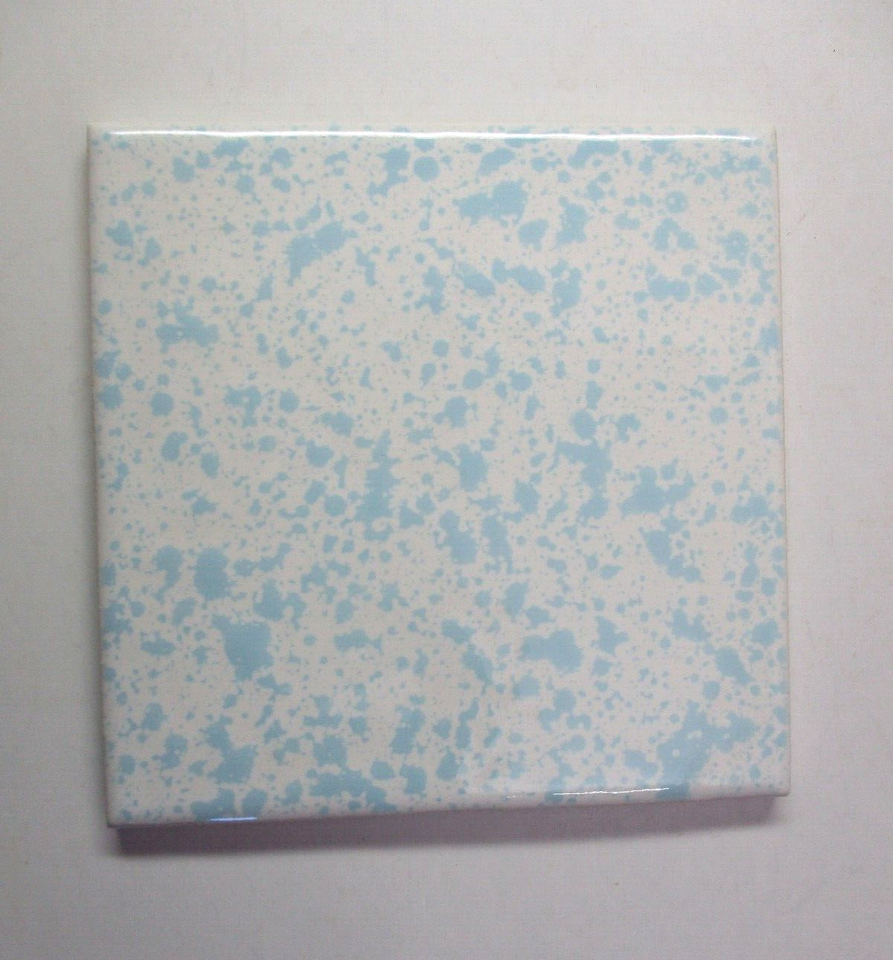 1 Wall Tile Florida USA FT 4-3/8" Ceramic Mottled Sky Blue on Off White ...