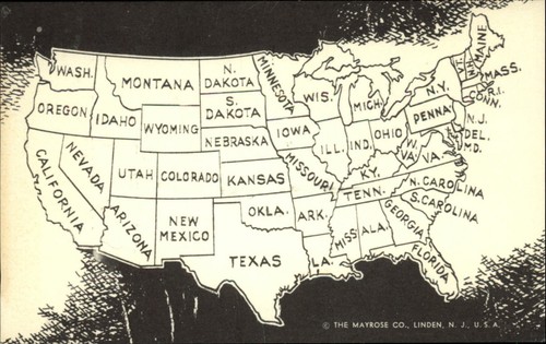 USA Map 48 states ~ Mayrose Publ ~ 1940s postcard | eBay