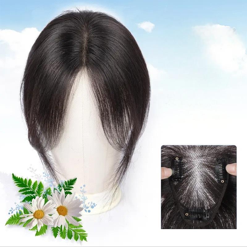 2.75"x4"Traceless 100%Human Hair Topper Cover Forehead Top or As Fringe ...