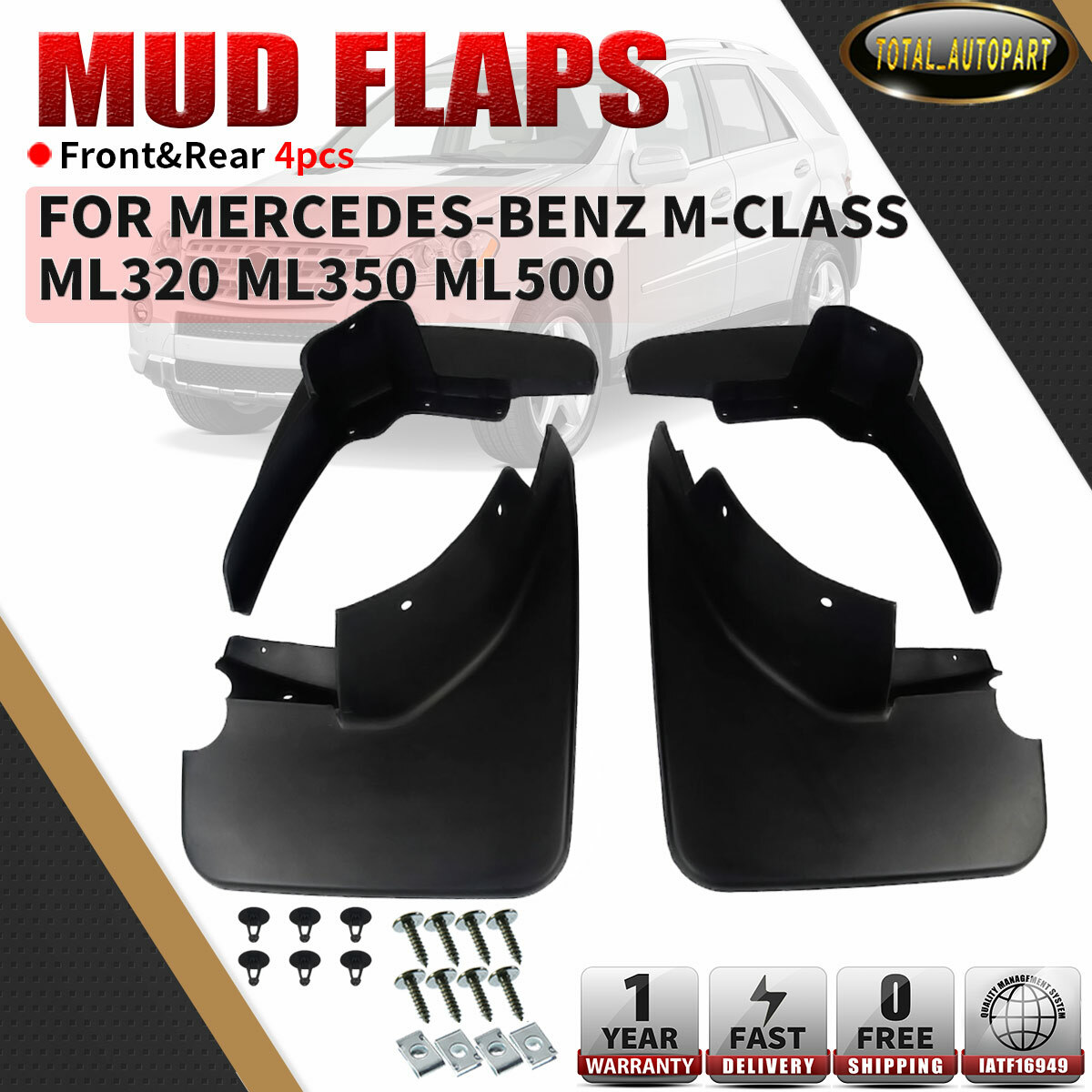 4pcs Splash Guards Mud Flaps for Mercedes-Benz W164 ML320 ML350 ML500 ...