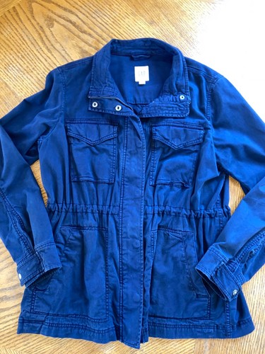 Women’s GAP Cotton Utility Jacket Full Zip w/Pockets Size Medium (navy ...
