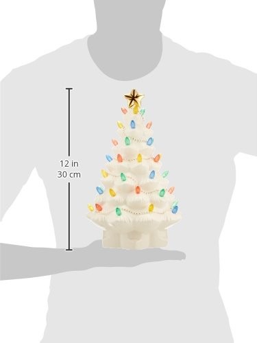 Figurine, Treasured Traditions Ivory Light-Up Ceramic Christmas Tree ...
