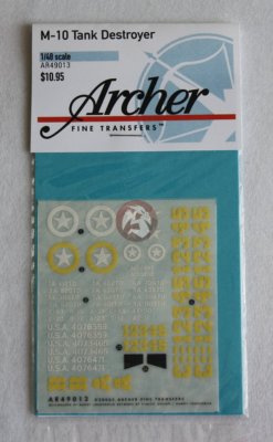 Archer 1/48 M10 Tank Destroyer Markings WWII (builds 3 vehicles) [Decal ...