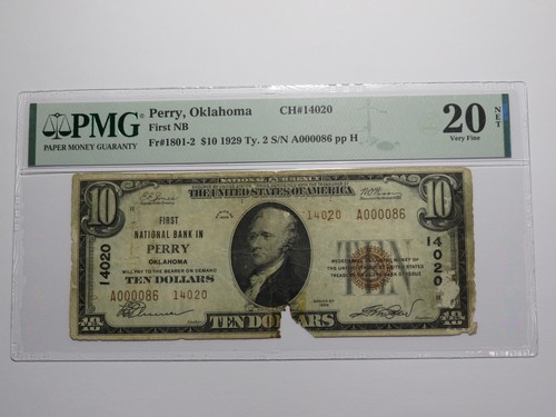$10 1929 Perry Oklahoma OK National Currency Bank Note Bill Ch. #14020 ...