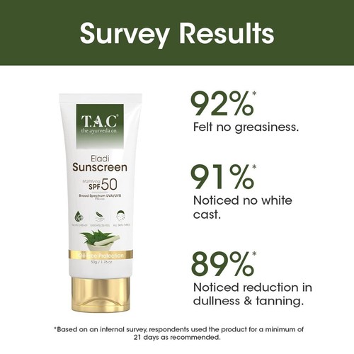 TAC - The Ayurveda Co. Sunscreen SPF 50 for UVA & UVB Sun Protection ...