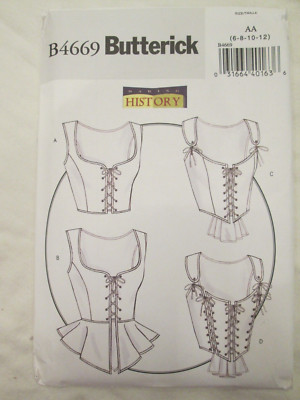 Butterick 4669 Lined Laced Corsets Pattern Peplum 6-12 Making History ...