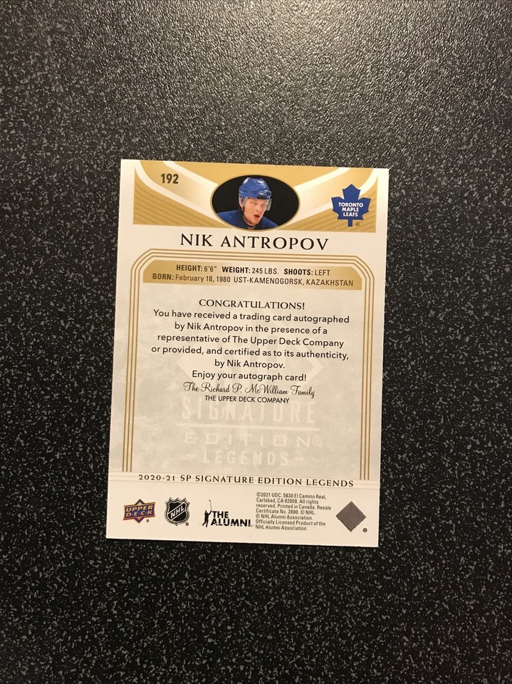 NIK ANTROPOV 2020-21 SP SIGNATURE EDITION LEGENDS AUTOGRAPH AUTO | eBay