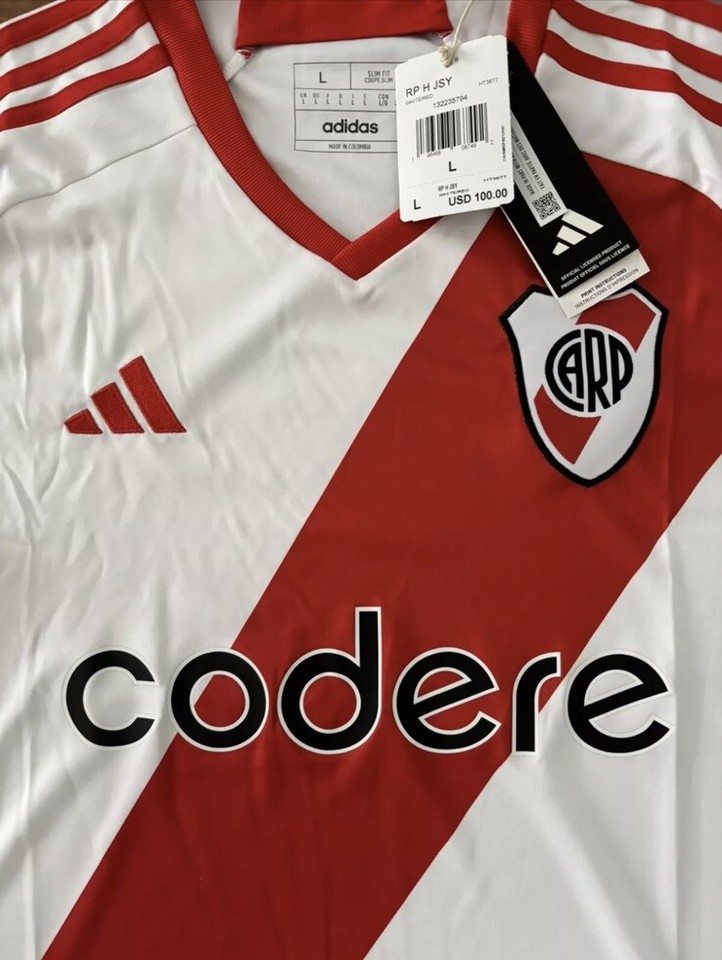 NWT! Adidas River Plate 23/24 White Red Home Men’s Large Soccer Jersey ...