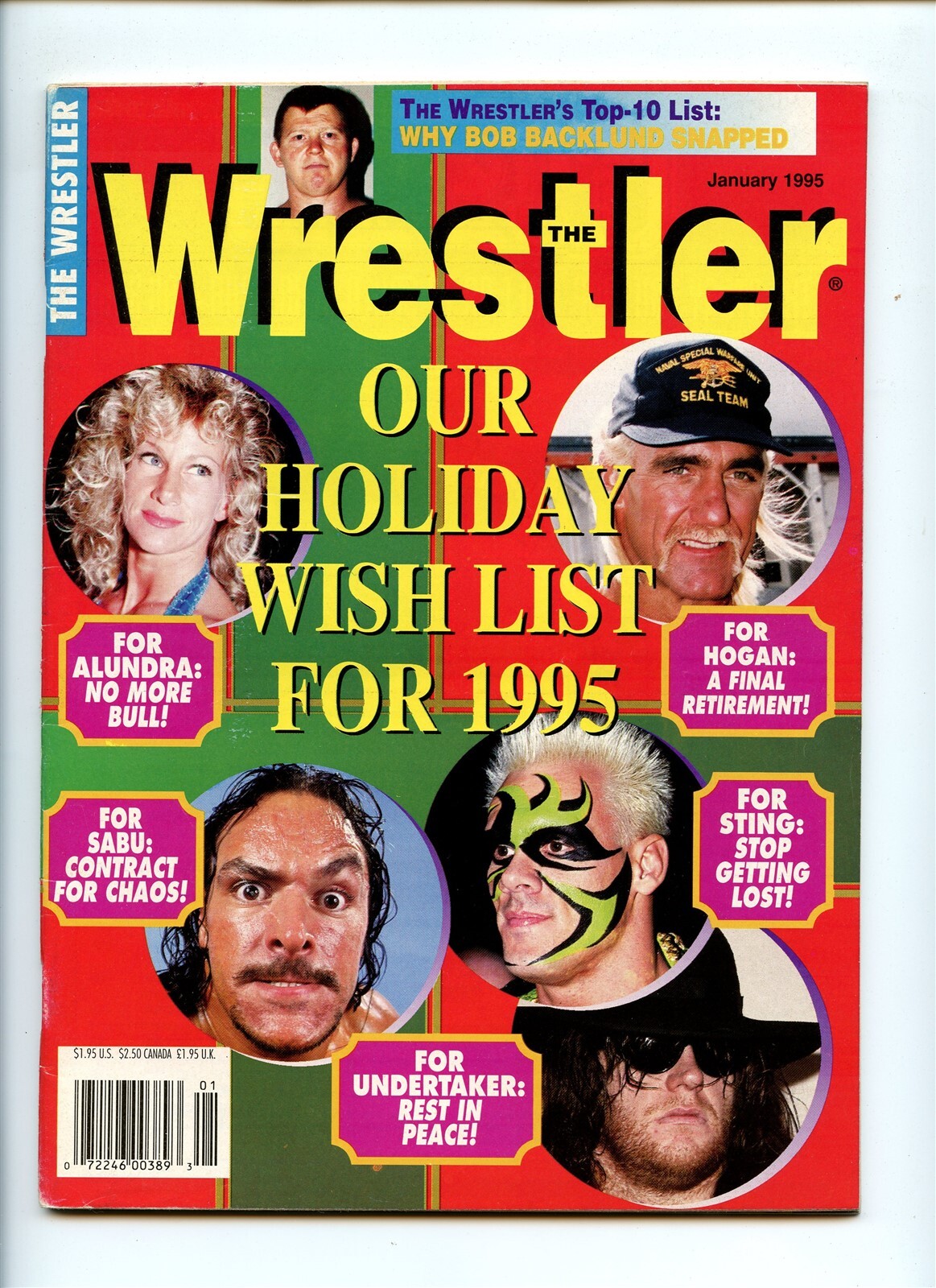 .THE WRESTLER MAGAZINE 1/95 HOLIDAY WISH LIST UNDERTAKER SABU HULK ...