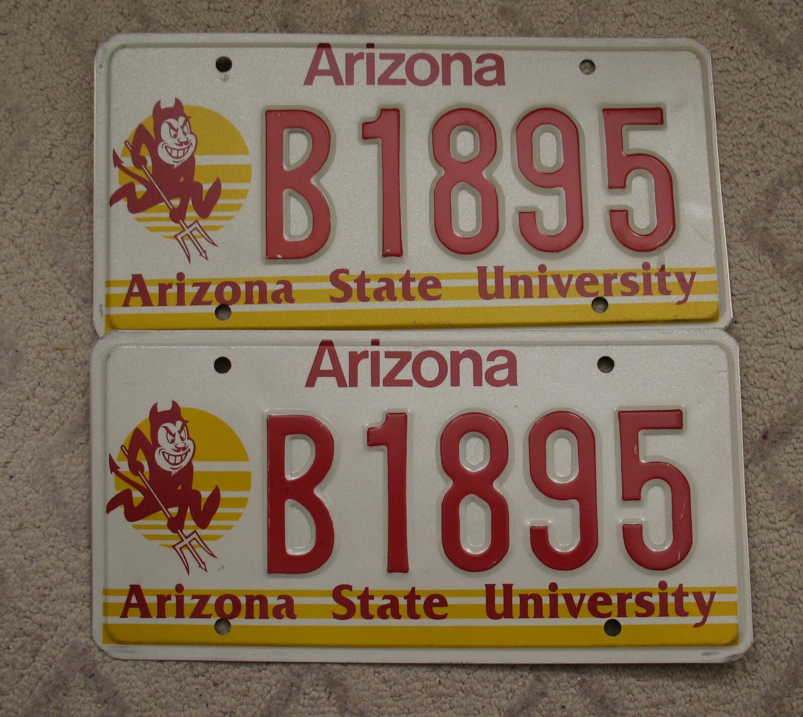 A71 - ARIZONA ASU SUN DEVILS 1990's EMBOSSED LICENSE PLATE UNUSED PAIR ...