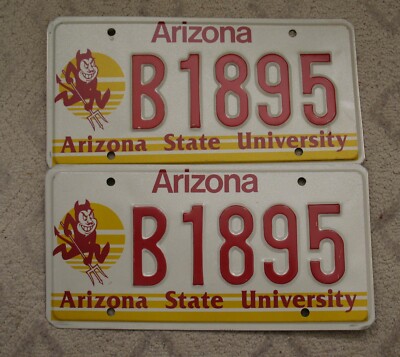 A71 - ARIZONA ASU SUN DEVILS 1990's EMBOSSED LICENSE PLATE UNUSED PAIR ...
