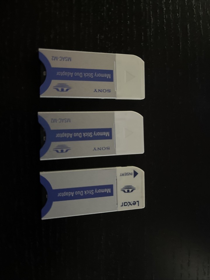Lot 2 Sony 1 Lexar Memory Stick Pro Duo 1GB 2GB 256mb Cards + Adapters ...
