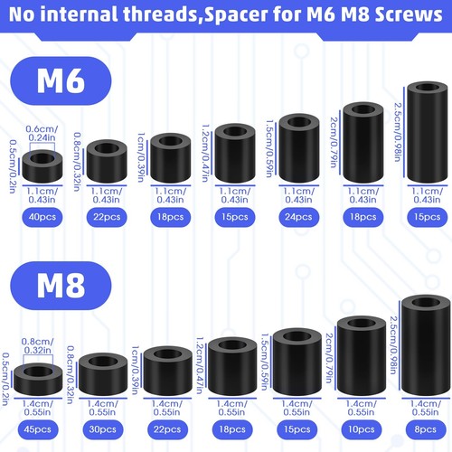 M6 M8 Nylon Spacer, 300 Pcs Round Electrical Outlet Spacers Standoff ...