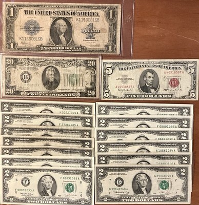 Mixed currency Lot, Early U.S. Paper Money, 25 Total Bills. Including ...