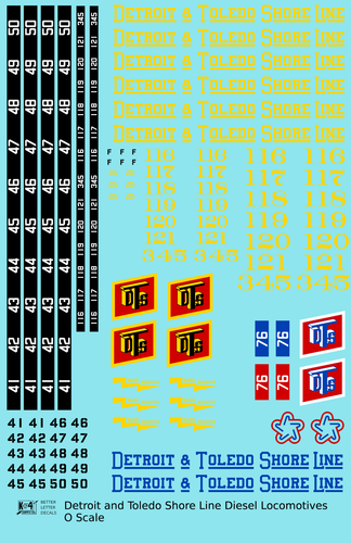 K4 O Scale Decals Detroit & Toledo Shore Line Diesel Locomotive Yellow ...