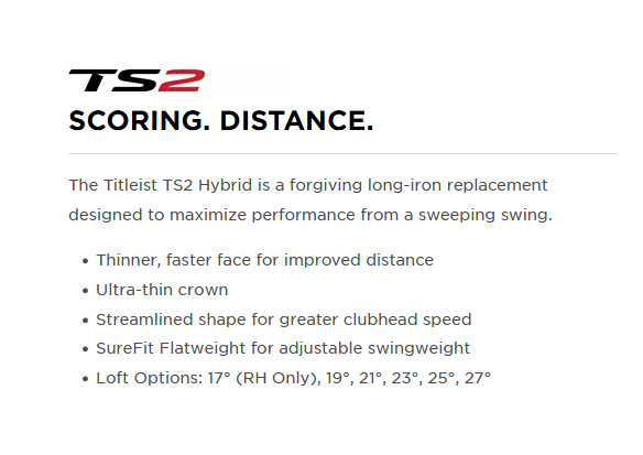 [NEW]Titleist Ts2 Hybrid/RH/Choose (Loft,Flex,Shaft) | eBay