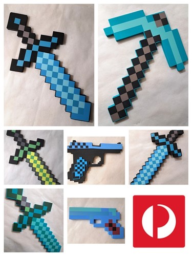 1x Minecraft Weapon EVA Foam Sword Pickaxe Pistol Coplay Toy Gift Aus ...