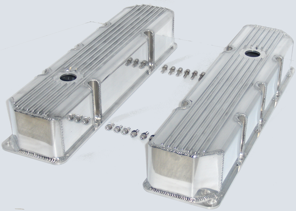 1976-87 Jeep AMC Pol Finned Fabricated Aluminum Valve Covers V8 304 360 ...
