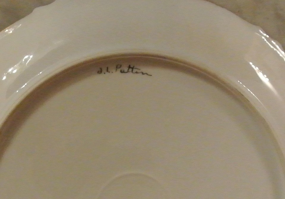 Vintage Goa France Pink & Green Flower Gold Rim Plate Signed "B" | eBay