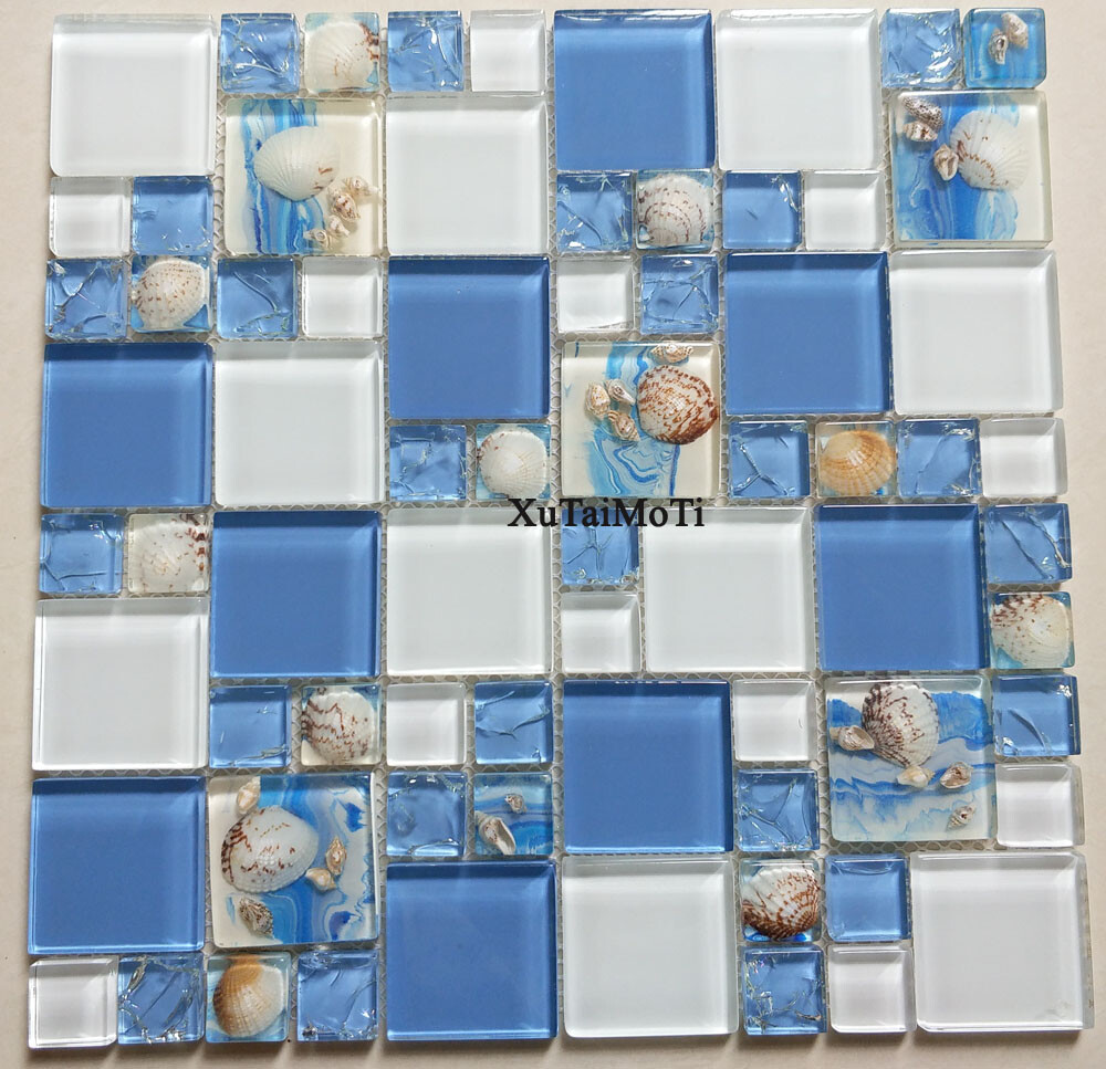 Sea Glass Mosaic Tile Bathroom Coastal Green Glass Simple Strip Mosaic