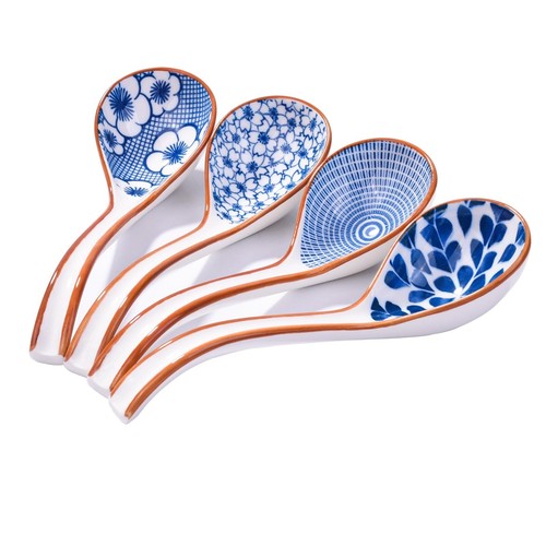 LMRLCS Asian Large Tablespoons Set of 4 Japanese and Korean Ceramic Soup Spoo... | eBay