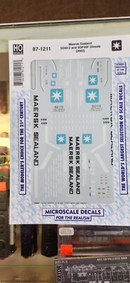Microscale HO Scale Decals: Maersk-Sealand SD40-2, SDP40F Diesels 2002 ...