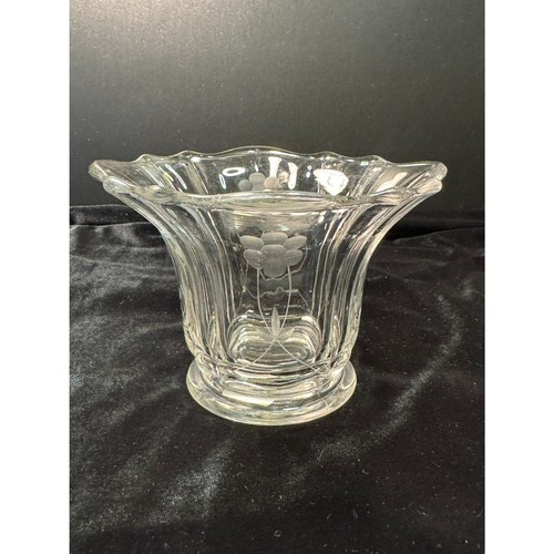 Floral Etched Clear Glass Bowl Flared Rim Vintage | eBay
