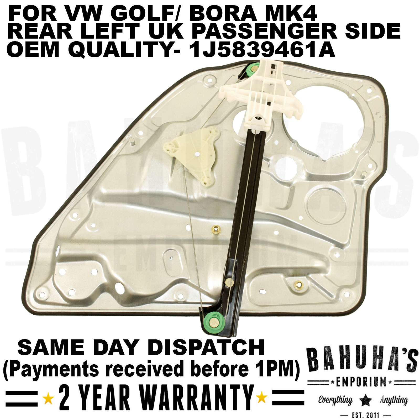 VW GOLF MK4 / BORA MK4 REAR LEFT/ PASSENGER SIDE WINDOW REGULATOR WITH ...