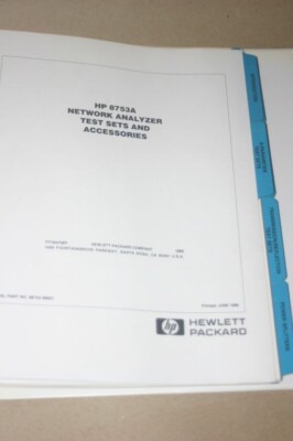 Agilent HP 8753A Network Analyzer Test Sets&Accessories Manual 08753 ...