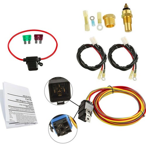 Car Electric Cooling Fan Wiring Harness Relay Thermostat Switch Fuse ...