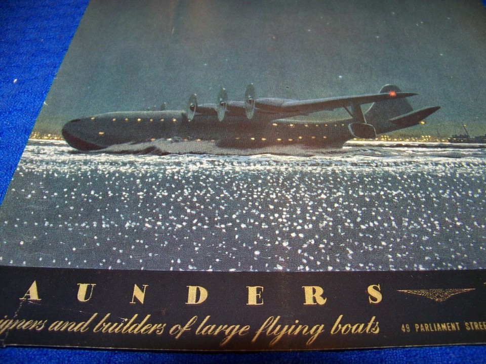 1945 SAUNDERS-ROE PRINCESS "MAGAZINE COVER PAGE.." 1-PAGE SALES AD ...