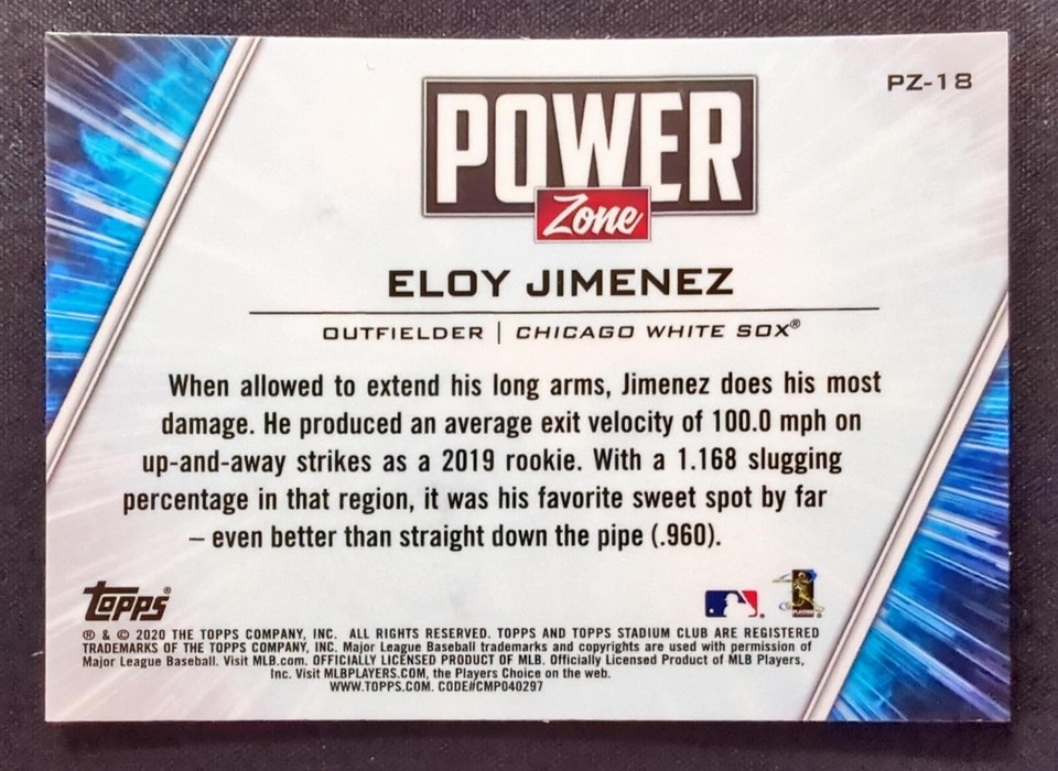2020 Topps Stadium Club Chrome #PZ-18 Eloy Jimenez Power Zone Insert ...