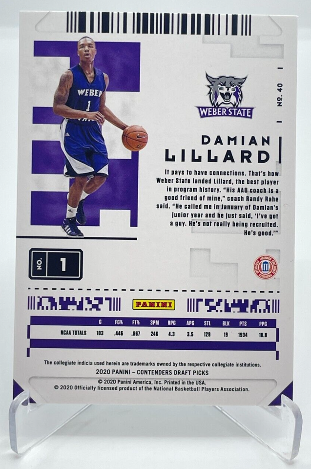 Damian Lillard 2020 Panini Contenders Draft Picks Green Explosion Game ...