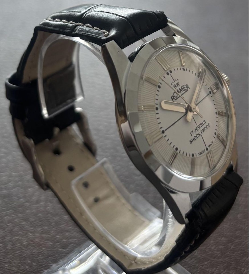 ROAMER Men's Mechanical Hand-Wind Watch White Dial 18mm Band Used | eBay