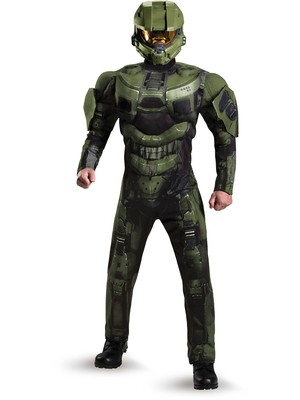 Mens Master Chief Halo Deluxe Muscle Adult Costume Plus Size 50-52 | eBay