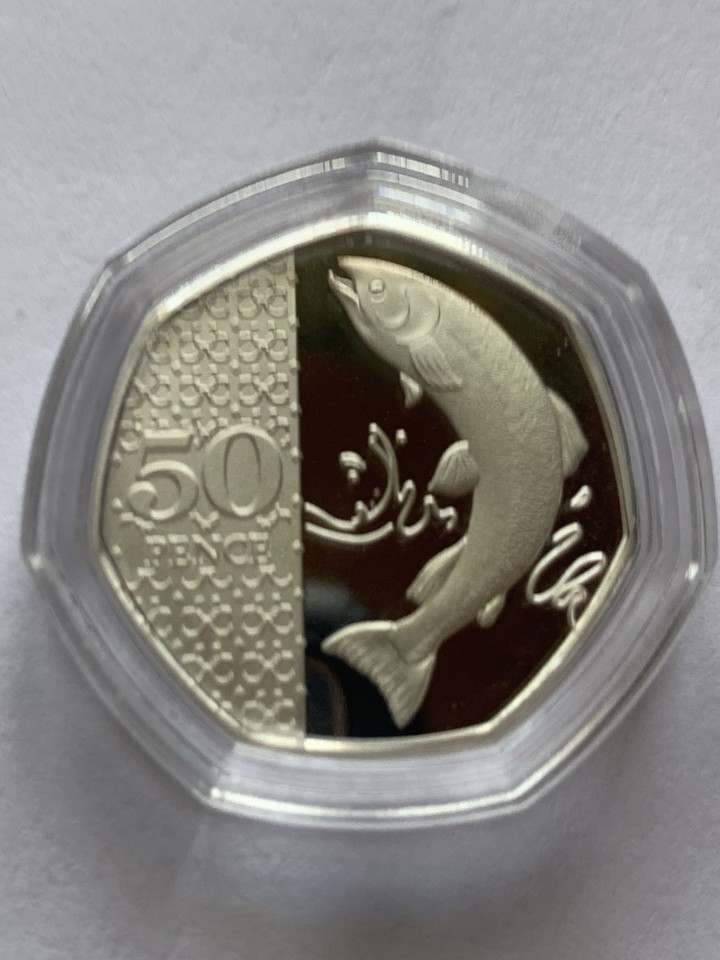 2025 Atlantic Salmon BU 50p Coin Brilliant Uncirculated proof coin ...
