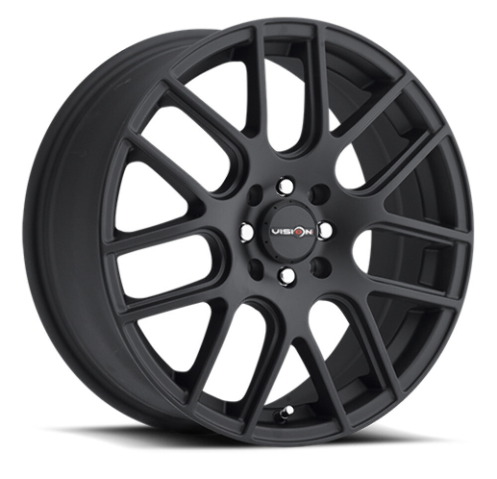 Set 4 14" Vision Street 426H Cross Matte Black Wheels 14x5.5 5x100 Rims ...