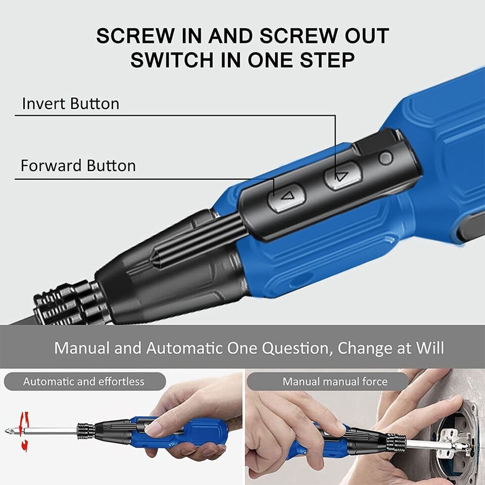 LED Light Rechargeable Cordless Electric Screwdriver Set Mini Power ...