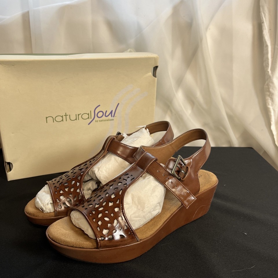 Natural Soul by Naturalizer Women's Hatley Brown Sandal Size 9.5M | eBay