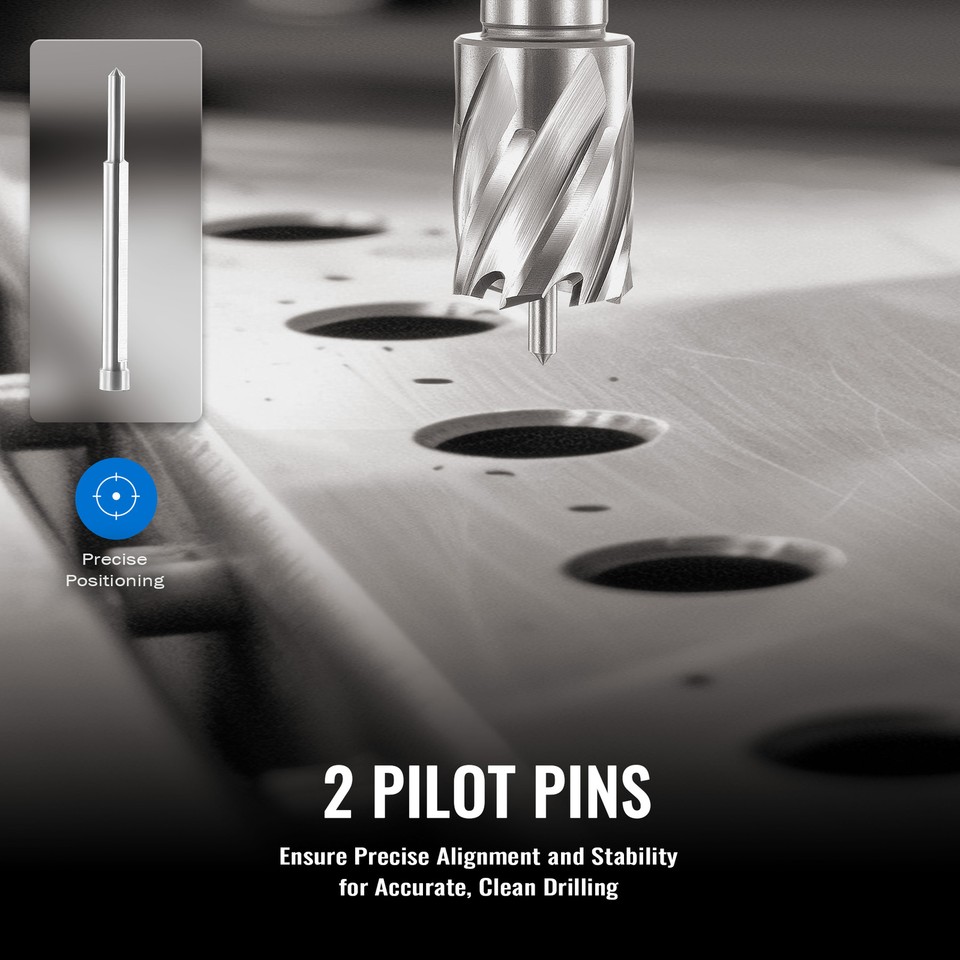 Annular Cutter Set 6/11pc HSS Mag Drill 2 Pilot Pins 1" or 2" Depth ...