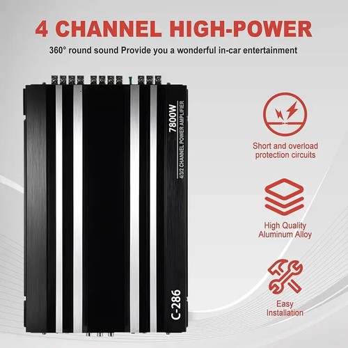 7800W Watt 4-CH Car Truck Audio Modified Power Amplifier Stereo Audio ...