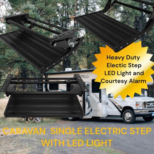 CARAVAN STEP ELECTRIC BLACK ALLOY ELECTRIC SINGLE RV STEP WITH LED ...