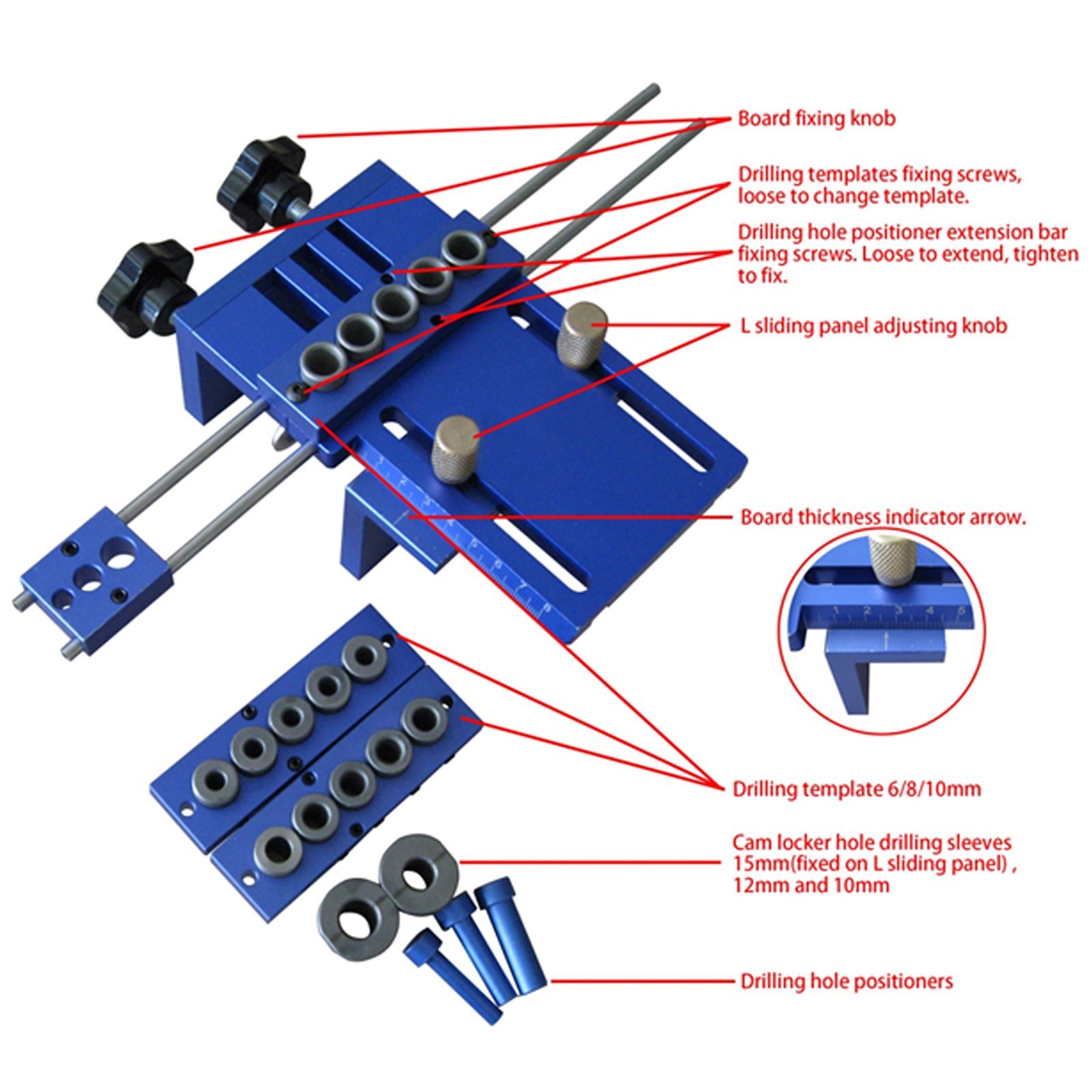 Universal High Precision Jig Dowel Cam Jig Minifix Jig Kit Wood Hole ...