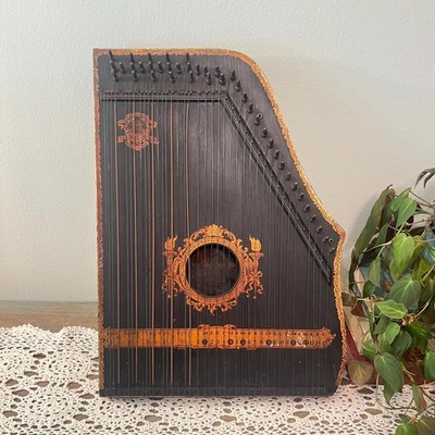 Antique 1899 Zither Vintage Musical Instrument Country Cottage ...