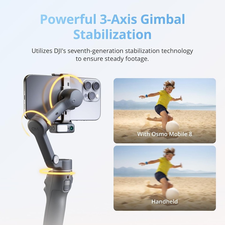 DJI Osmo Mobile 8 Smartphone Gimbal Stabilizer Tracking 360° Pan ...