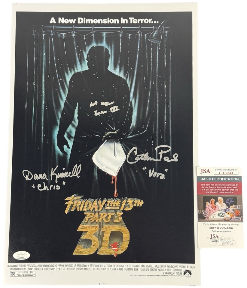 MIKE DELUNA DANA KIMMELL X3 Cast signed 12x18 Poster FRIDAY THE 13th ...