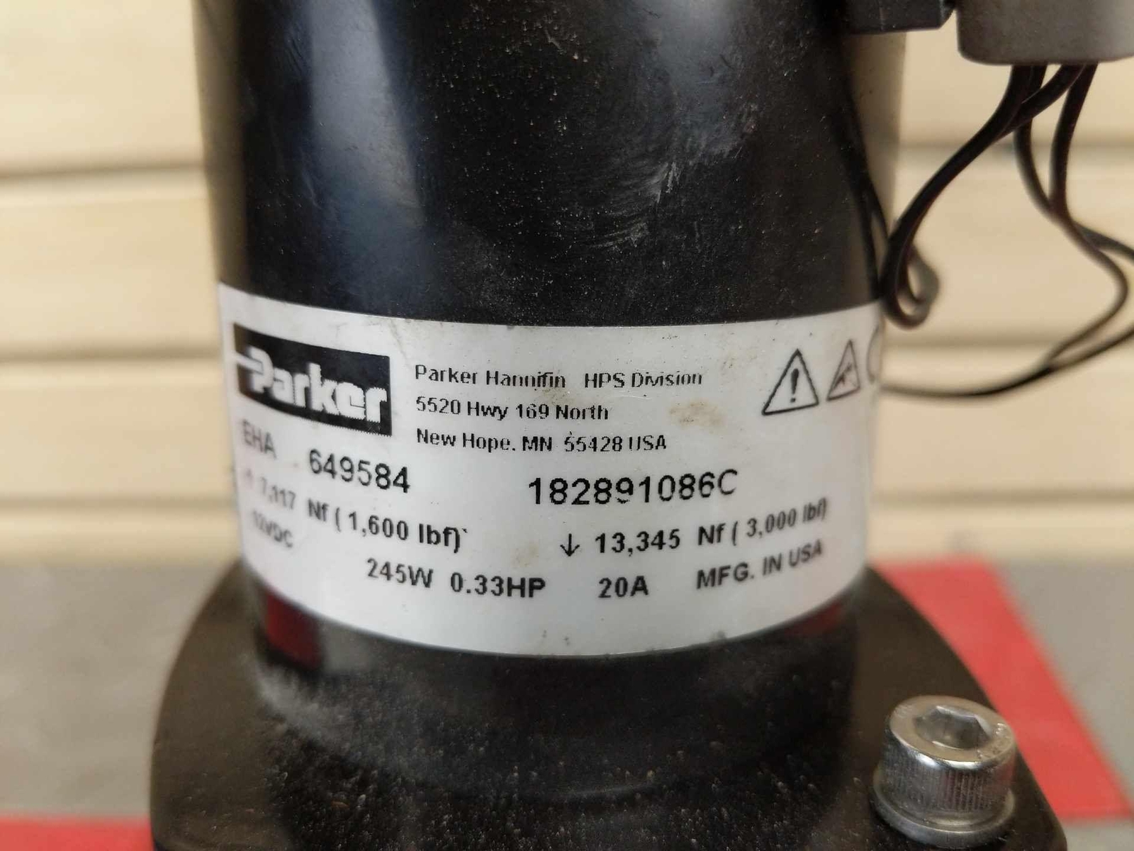 Parker EHA-649584 Electric Hydraulic Cylinder 12VDC Linear 245w 0.33HP | eBay