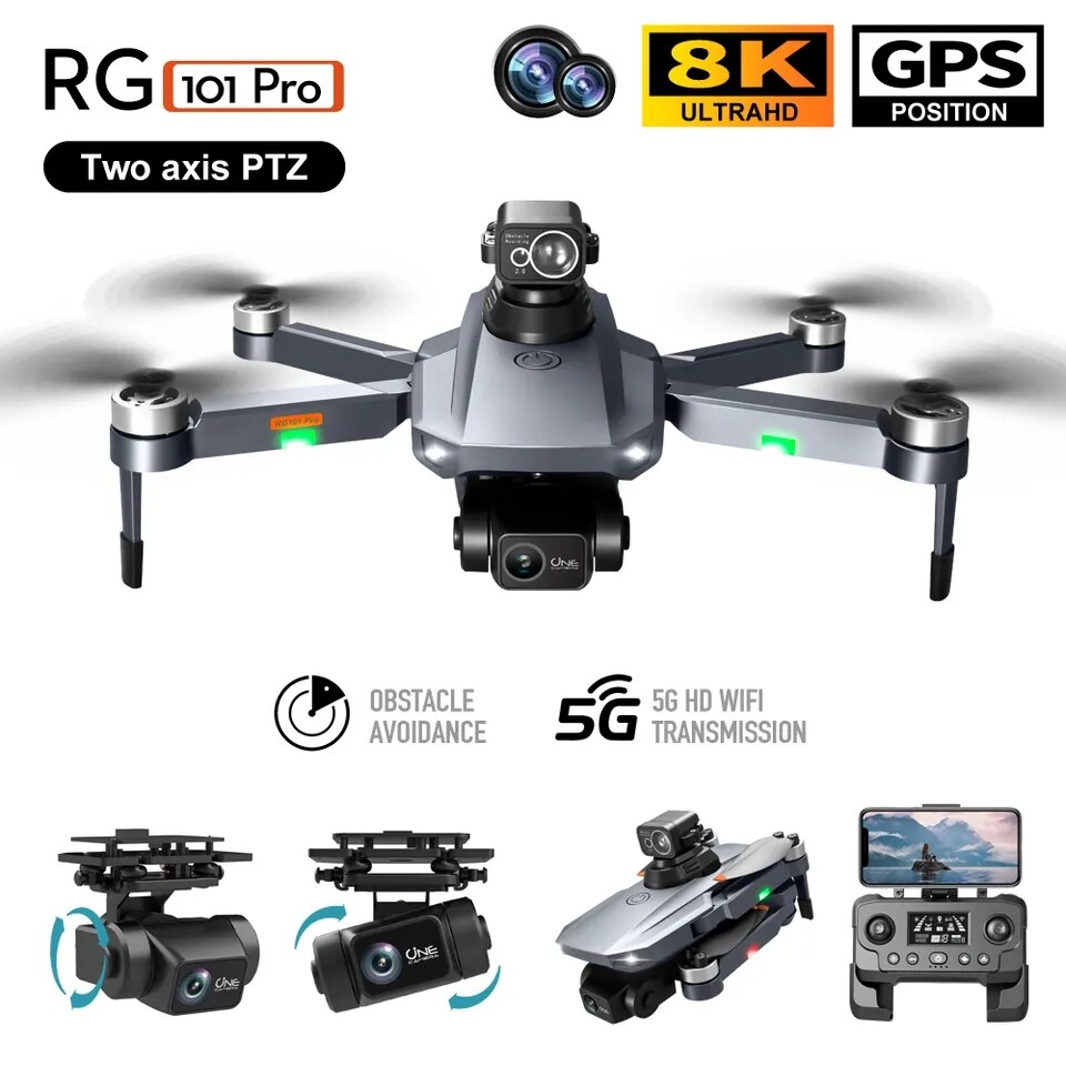 Remote Control Quadcopter Drone with 2 Axis Gimbal 8K Camera Obstacle ...