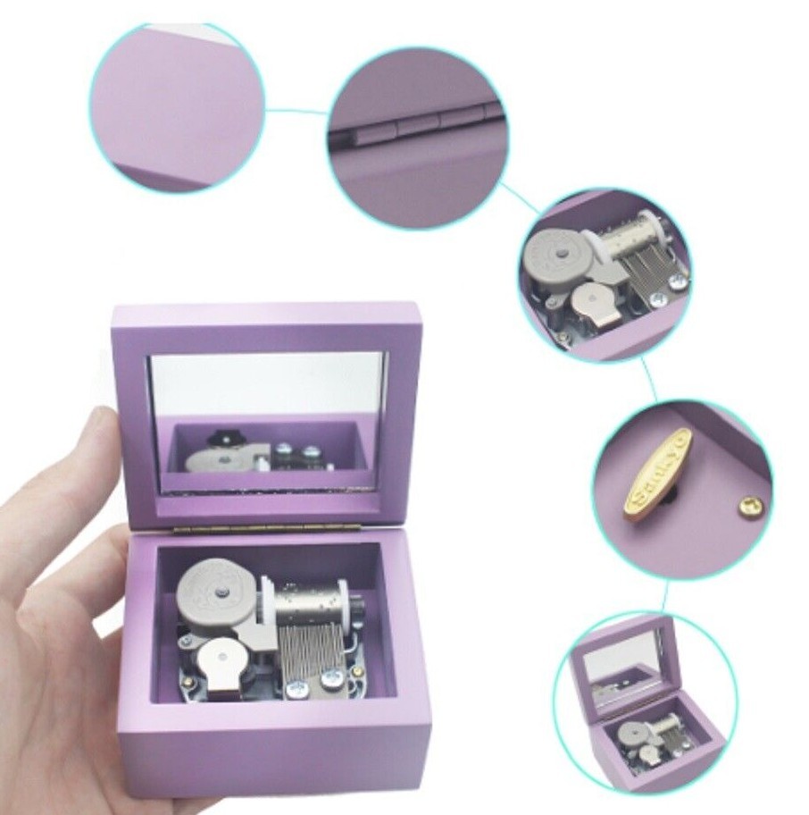 LAVENDER PURPLE WOOD WIND UP MUSIC BOX ( 100 SONGS AVAILABLE ) | eBay